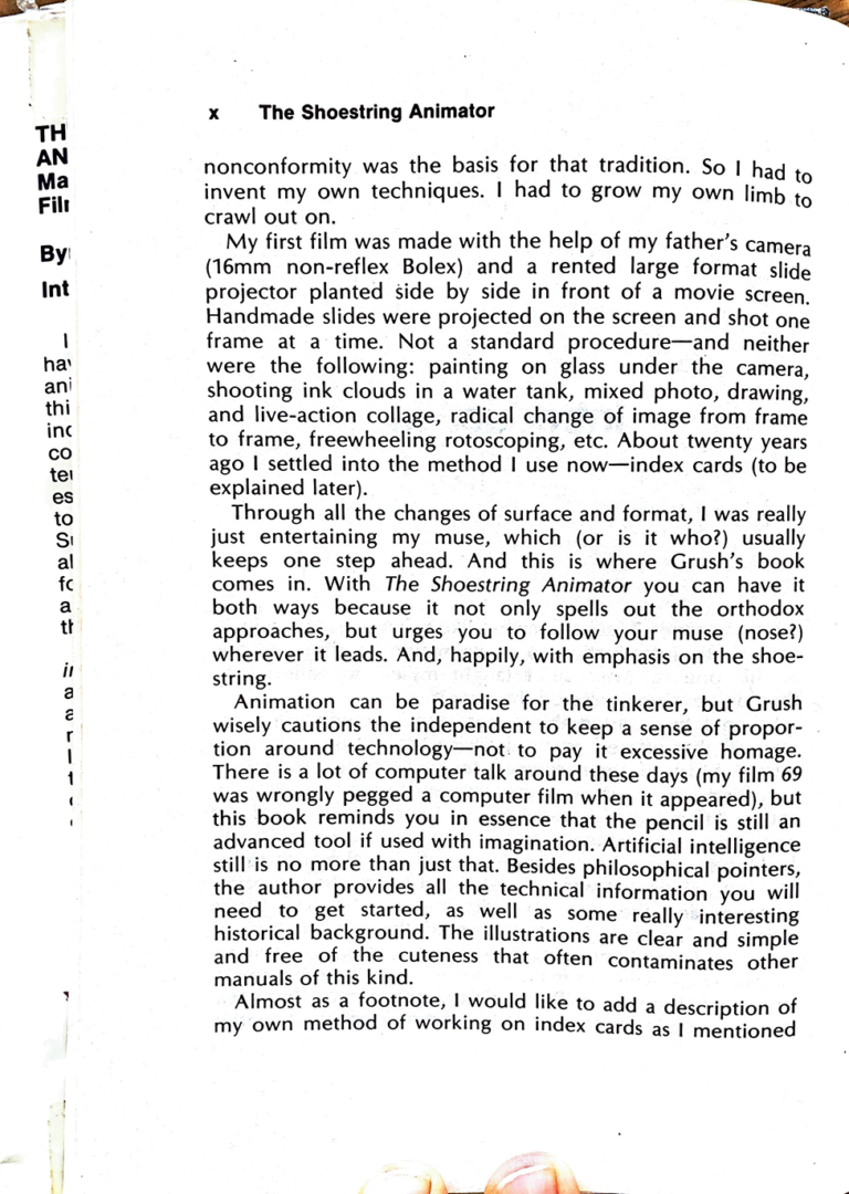 Robert Breer’s introduction to Byron Grush’s “The Shoestring Animator ...